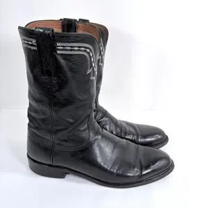 Lucchese | Shoes | Lucchese 200 Cowboy Boots Black Leather Western ...